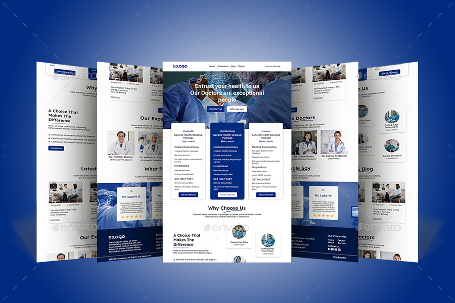 Medical Healthcare Email Newsletter PSD Template, Web Elements ...