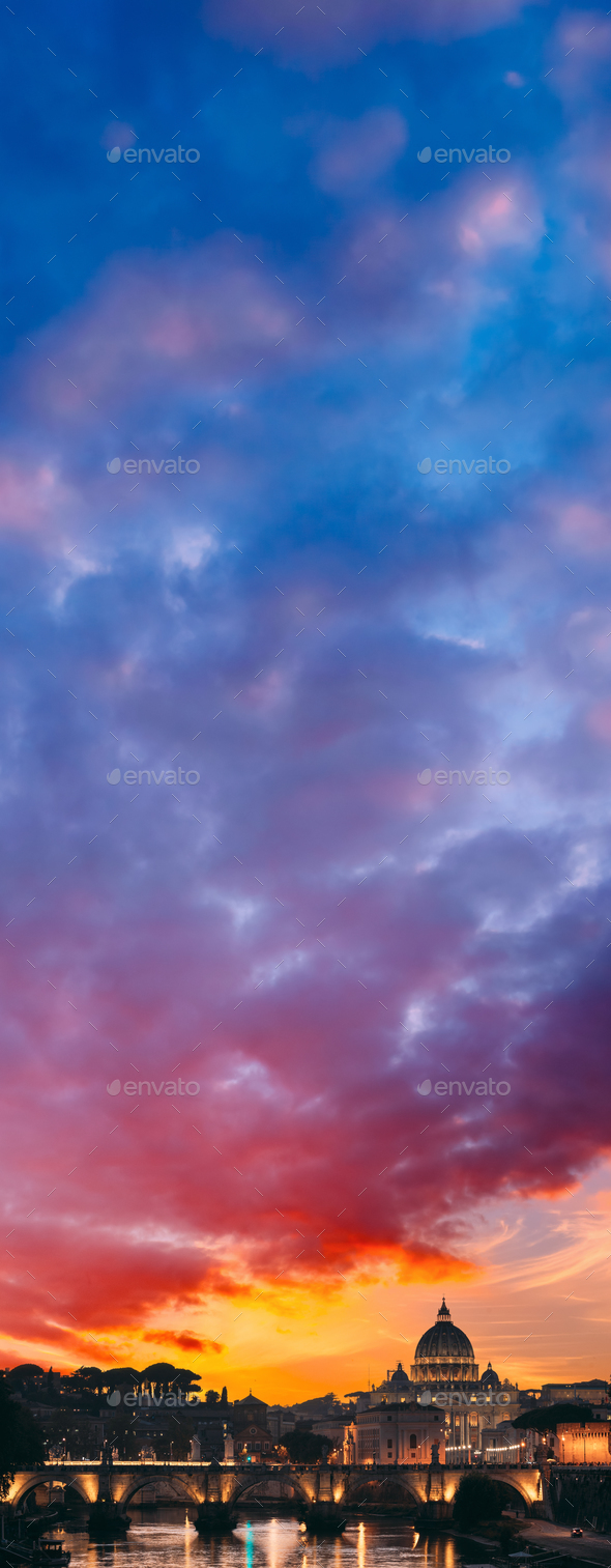 Rome, Italy. Papal Basilica Of St. Peter In The Vatican And Aelian ...