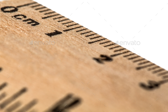 Ruler wooden, isolated on white background Stock Photo by kostiuchenko