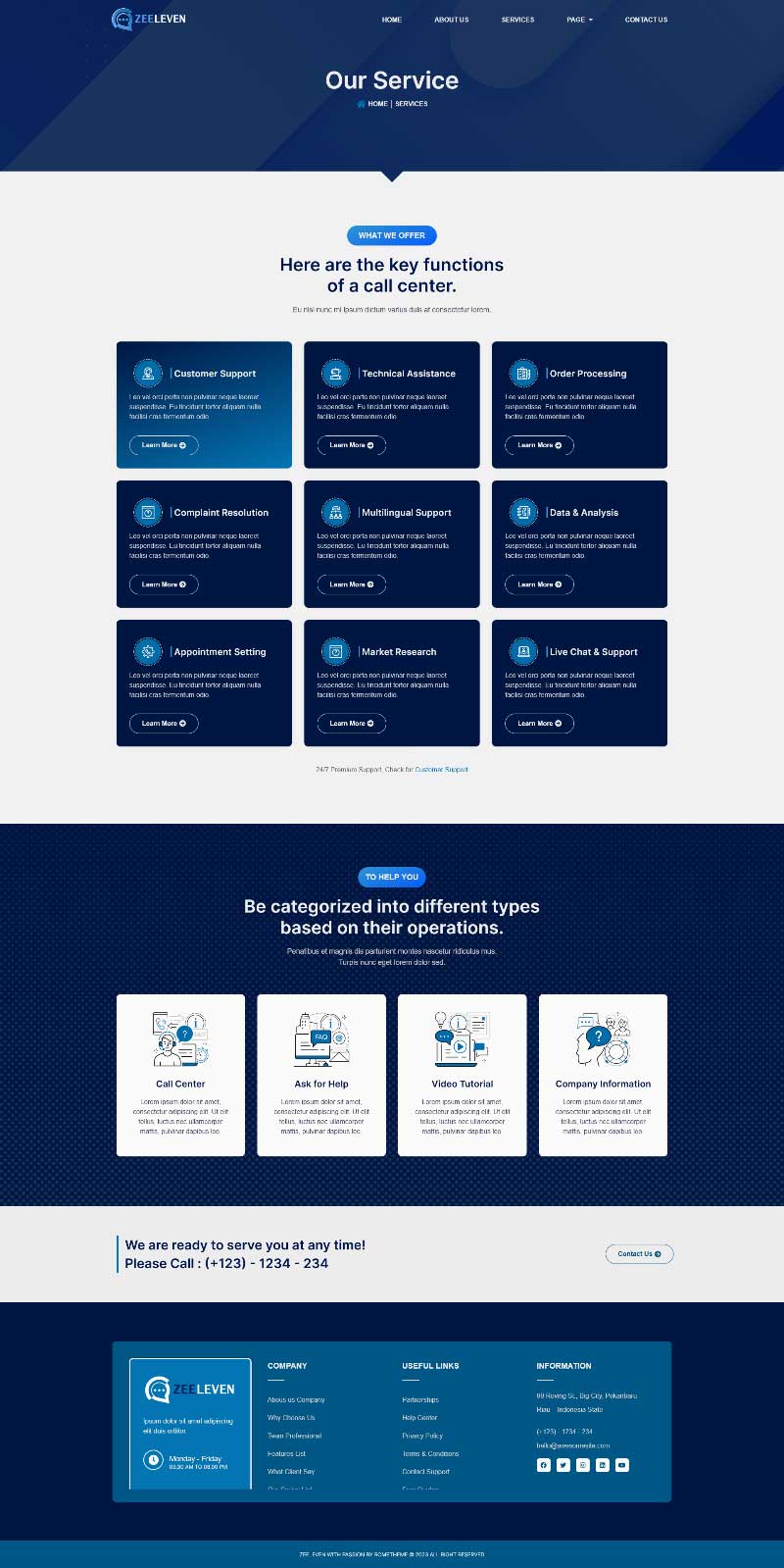 Zeeleven - Call Center & Support Company Elementor Template Kit by ...