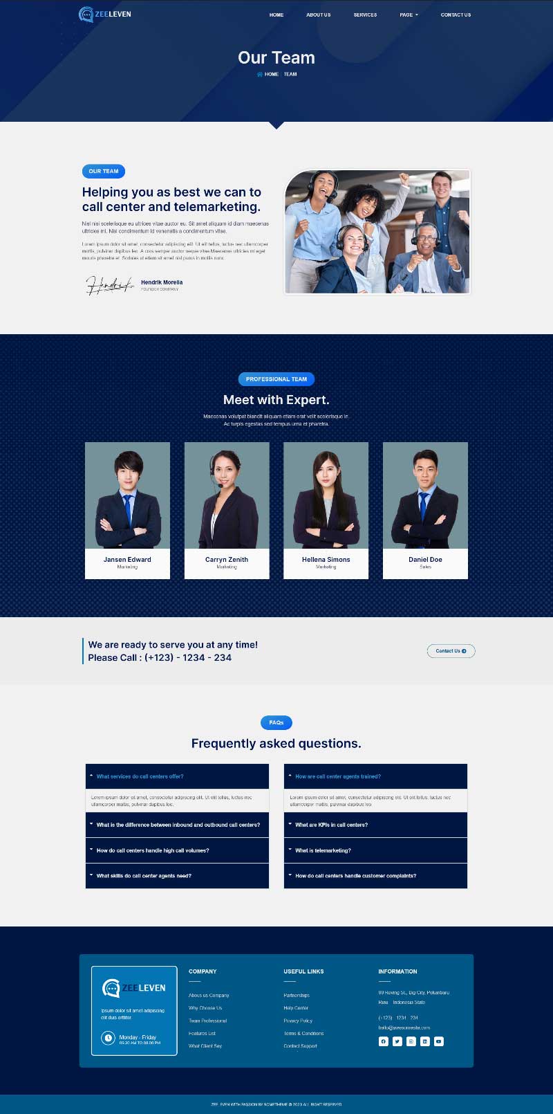 Zeeleven - Call Center & Support Company Elementor Template Kit by ...