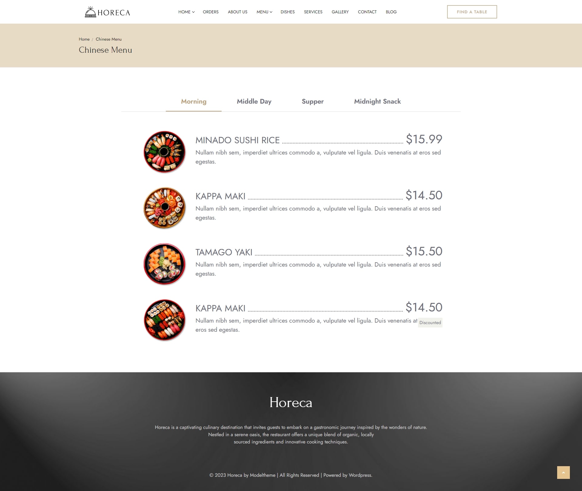 HoReCa - Restaurant & Food Menus Theme by modeltheme | ThemeForest