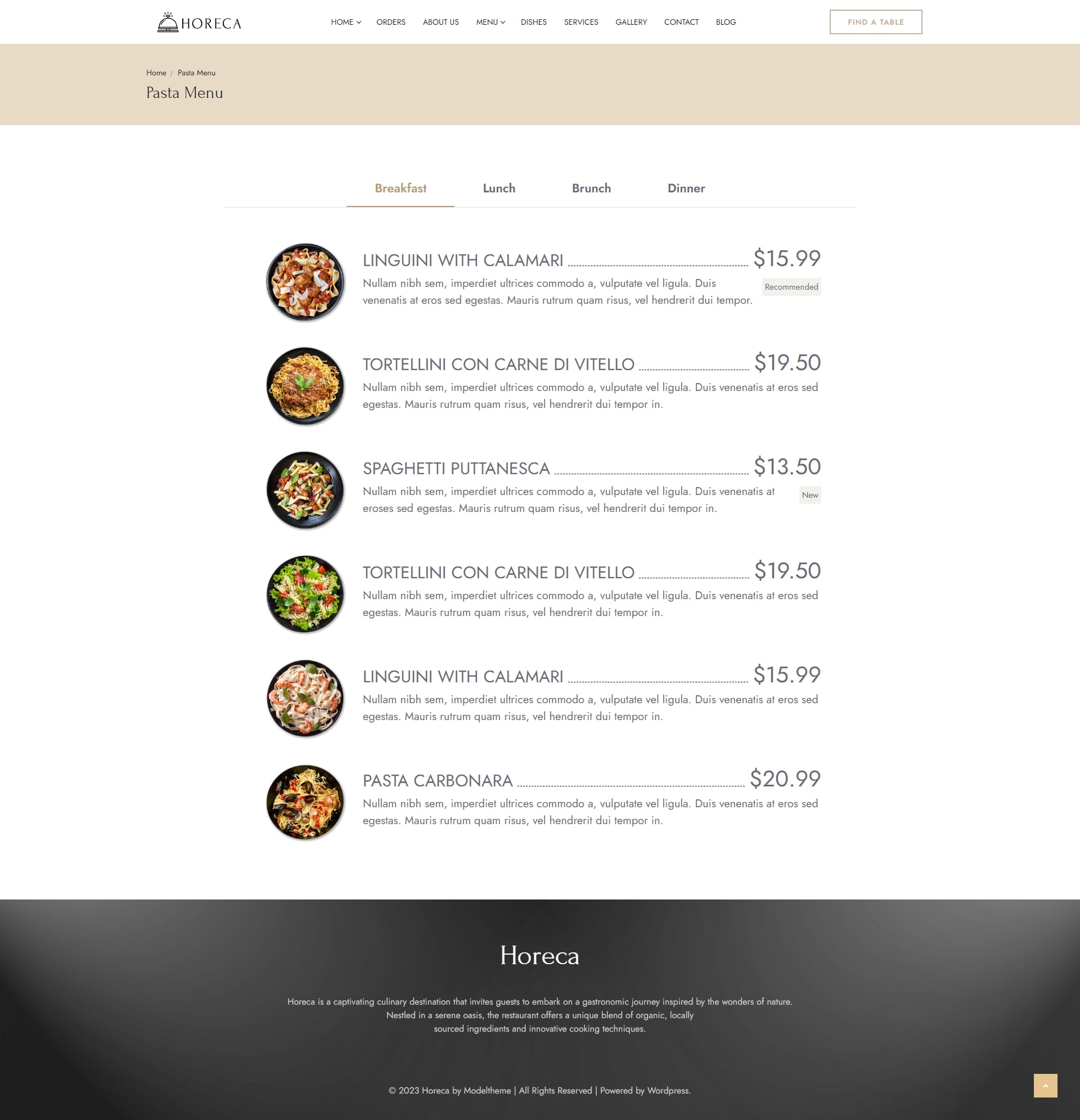 HoReCa - Restaurant & Food Menus Theme by modeltheme | ThemeForest
