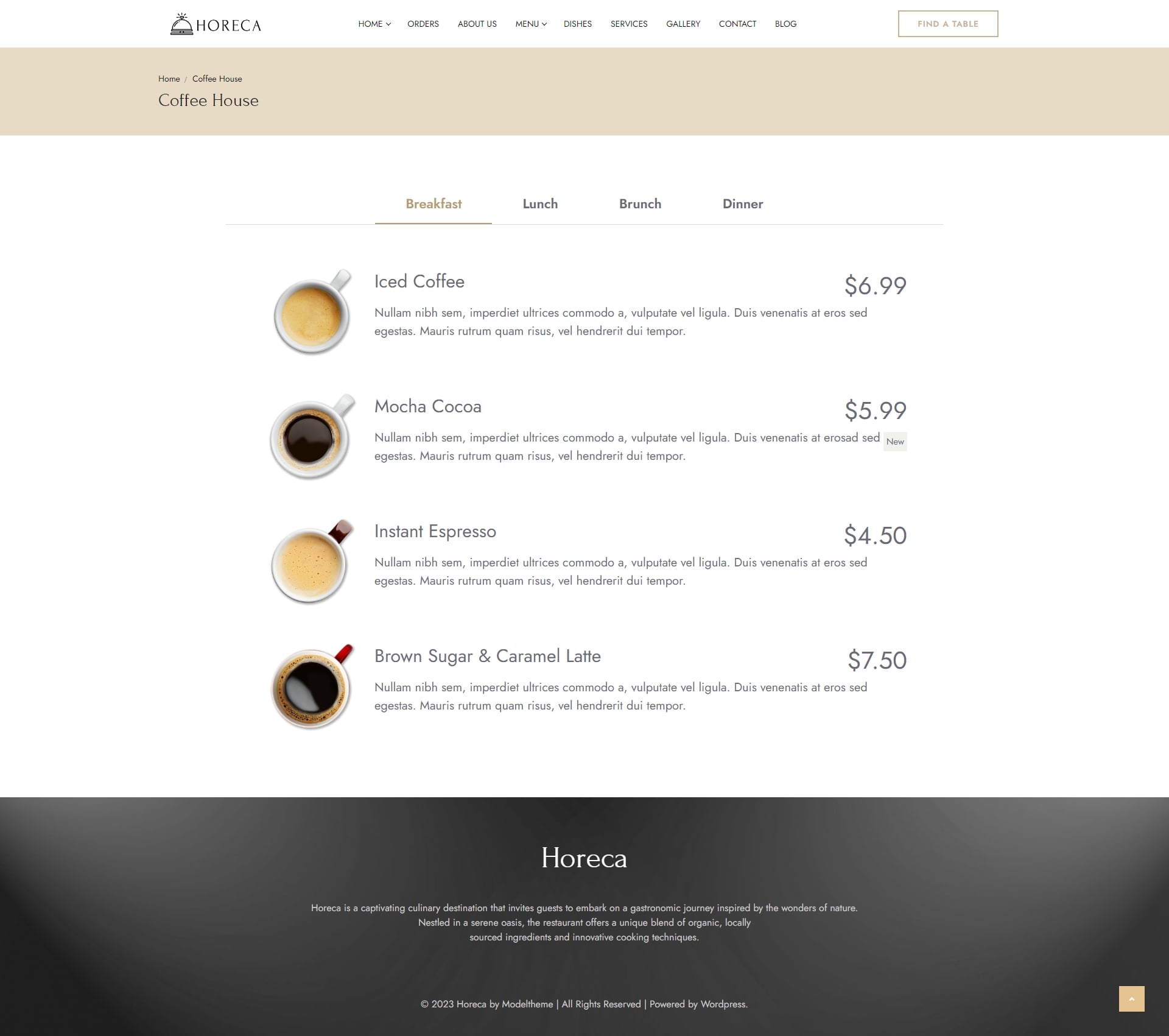 HoReCa - Restaurant & Food Menus Theme by modeltheme | ThemeForest