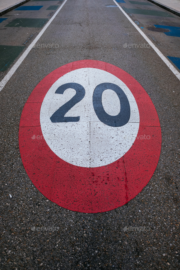 Speed limit sign painted on the road Stock Photo by wirestock | PhotoDune