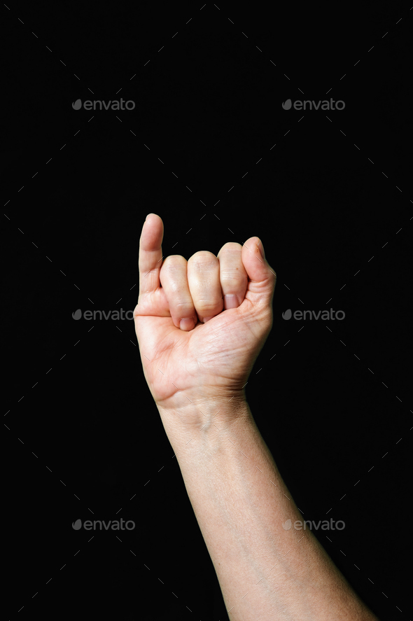 Letter I International sign language dark background Stock Photo by ...