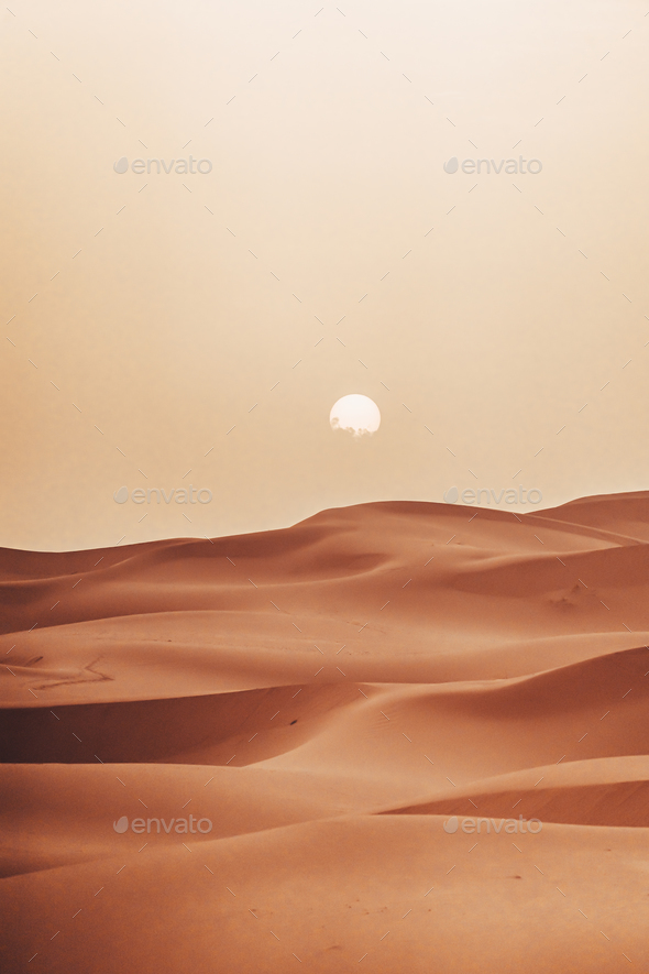 Sand texture during sunrise, Sahara Desert Merzouga, Morocco vertical ...