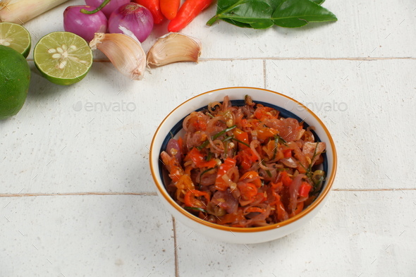 Sambal matah, Bali traditional sauce. indonesian condiment. Stock Photo ...