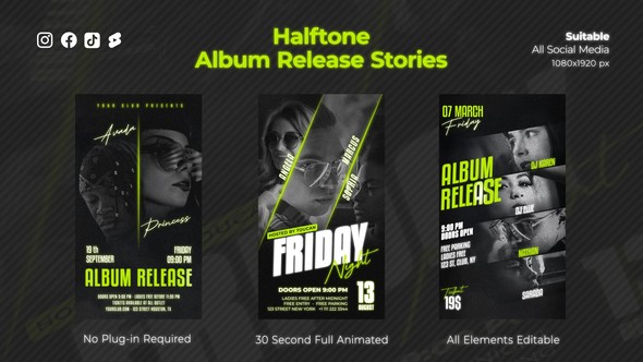 Halftone Album Release Stories, After Effects Project Files | VideoHive