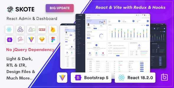 Skote React Admin And Dashboard Template Sketch By Themesbrand Themeforest
