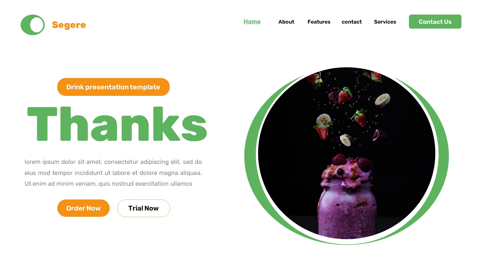 Segere - Drink Fresh Fruit Google Slides Template, Presentation Templates