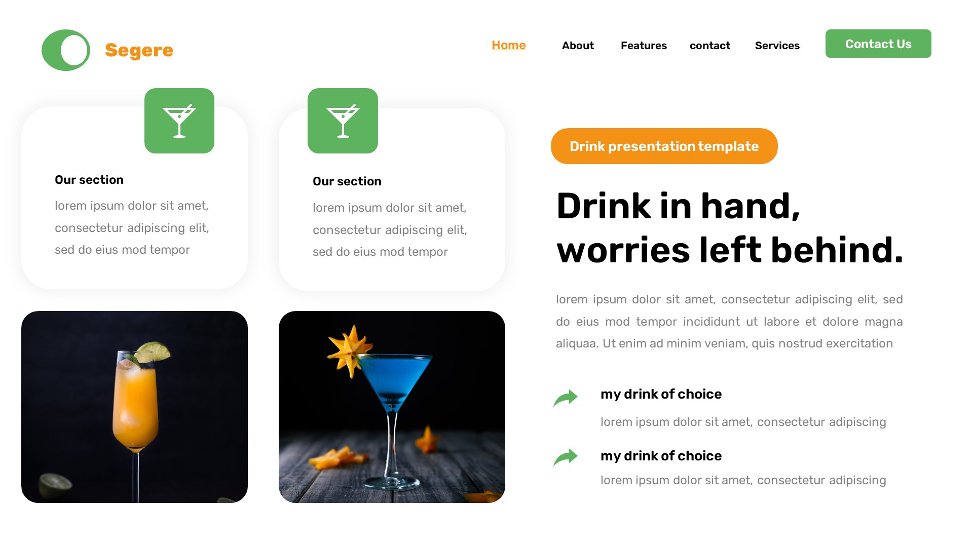 Segere - Drink Fresh Fruit Powerpoint Template, Presentation Templates