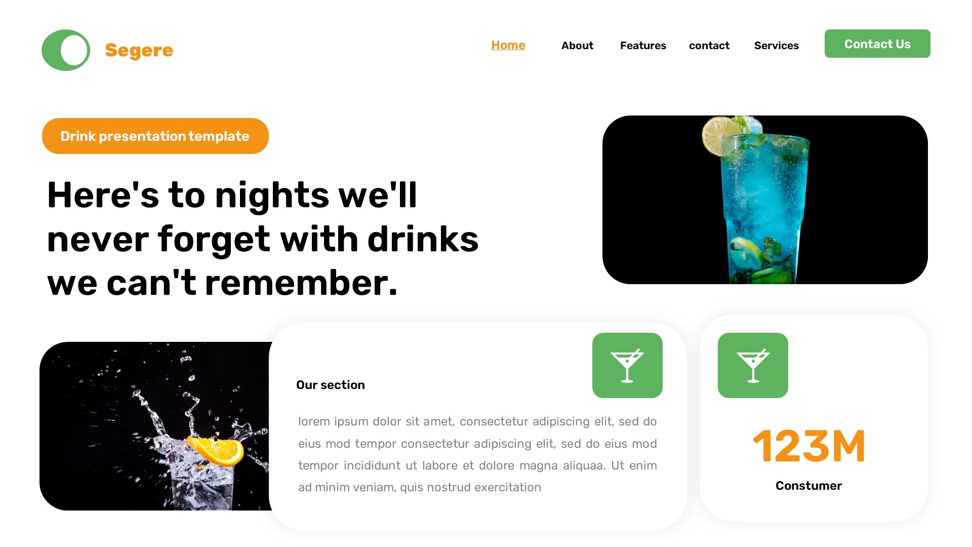 Segere - Drink Fresh Fruit Powerpoint Template, Presentation Templates
