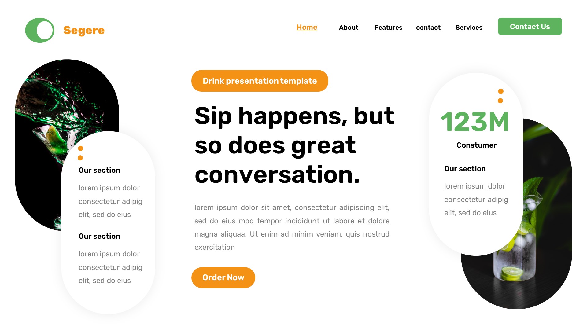 Segere - Drink Fresh Fruit Powerpoint Template, Presentation Templates