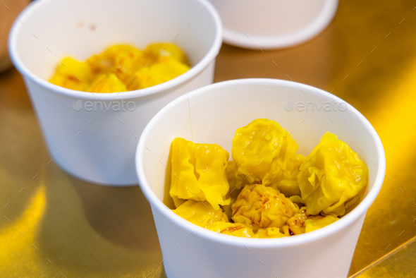 Hong Kong famous street food siu mai fish dumpling Stock Photo by ...