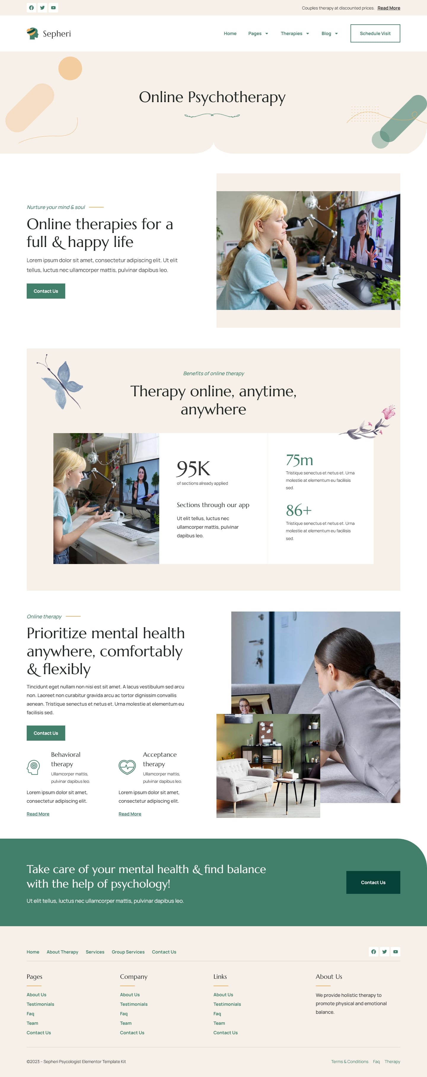 Sepheri - Psychologist Elementor Pro Template Kit by BimberOnline ...