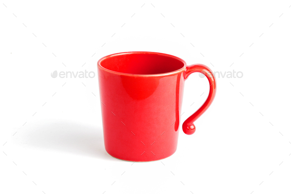 Big red cup in front view isolated on white background with clipping ...