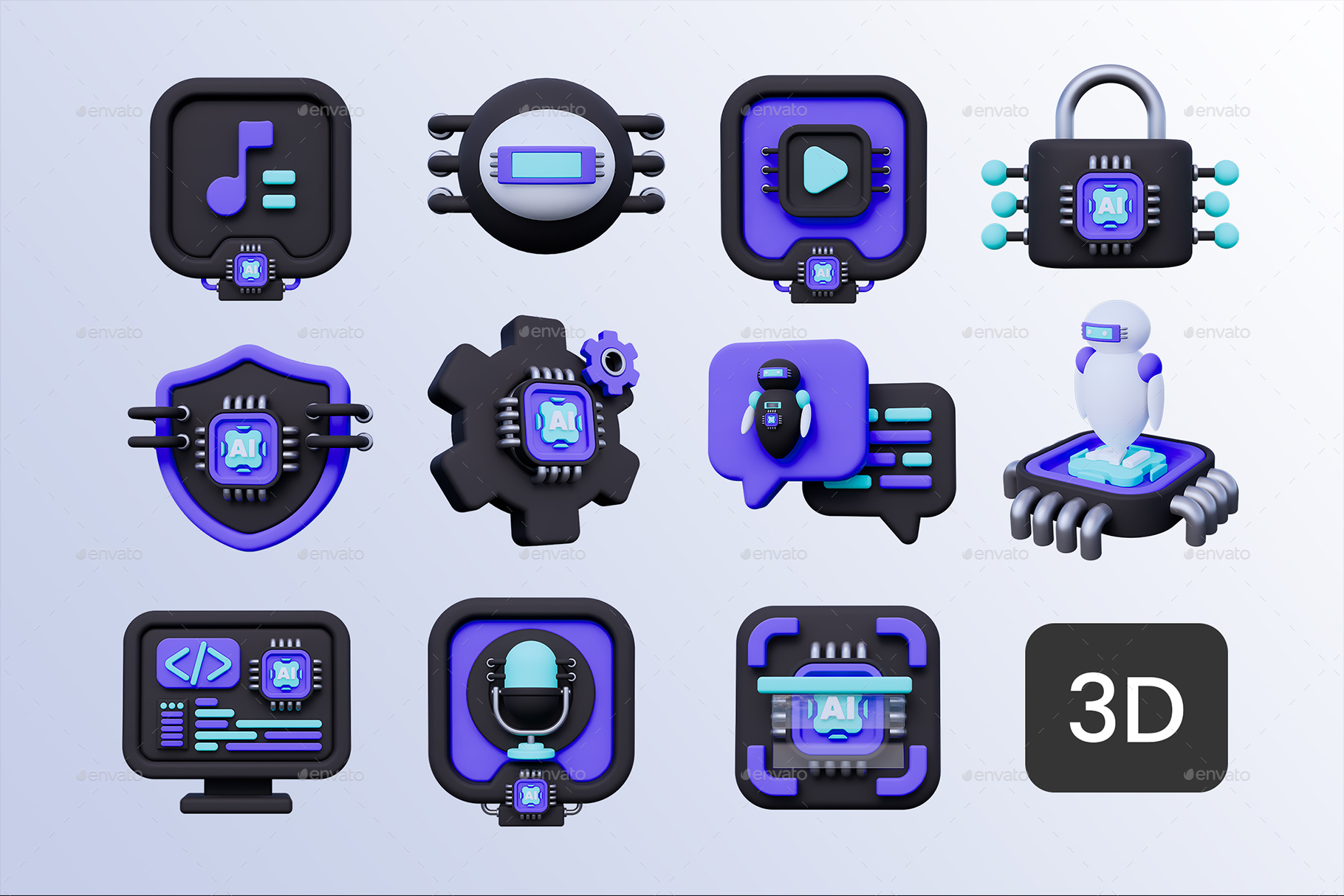 Artificial Intelligence 3D Icon Vol.1, Graphics | GraphicRiver