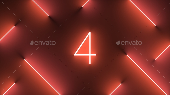 Digital render of neon illuminated lines around an illuminated number 4 ...