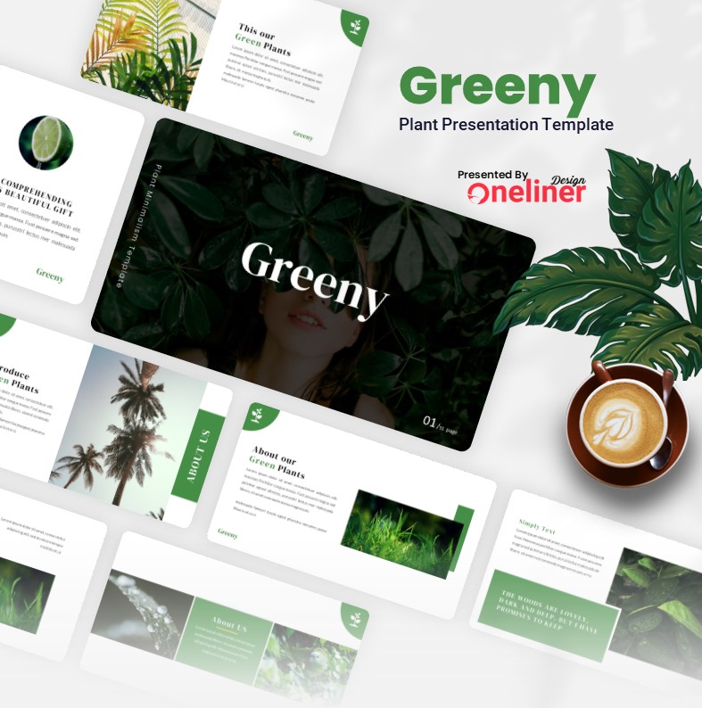 Greeny - Minimalist Plant Powerpoint Template, Presentation Templates