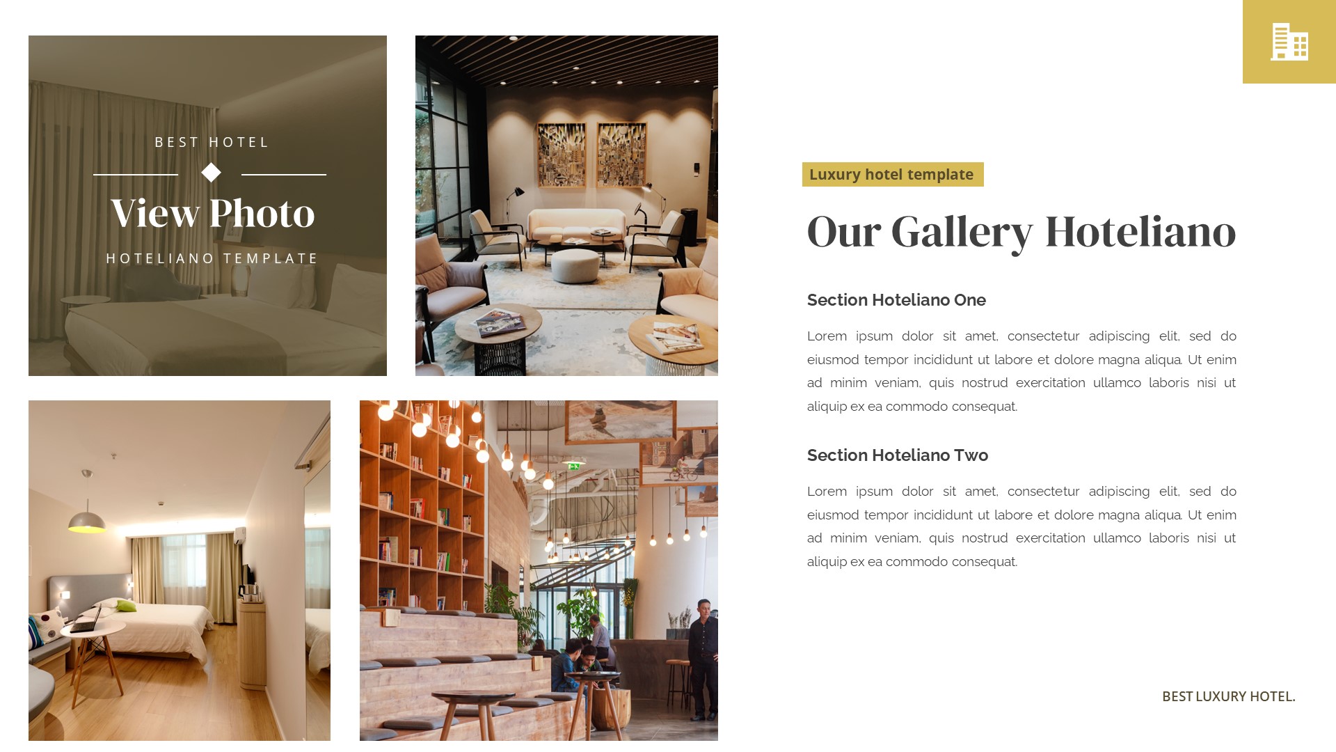 Hoteliano - Luxury Hotel Google Slides Template, Presentation Templates