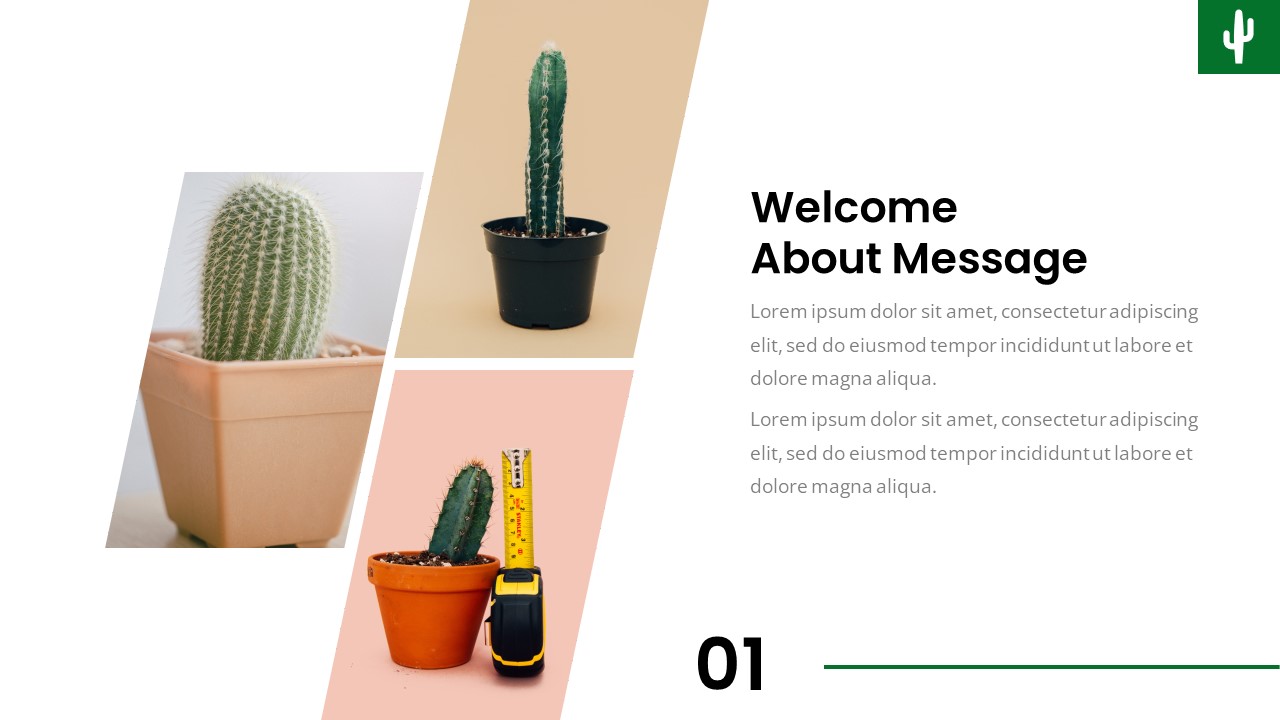 Kaktus - Plant Decoration Powerpoint Template, Presentation Templates
