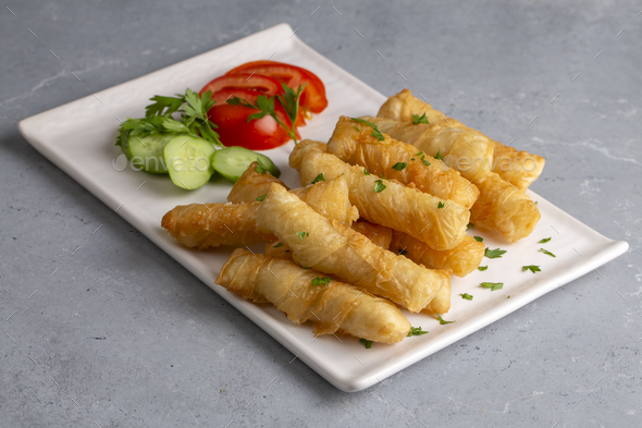 Sigara Boregi - Turkish Cigar Shaped Rolls Stock Photo by esindeniz