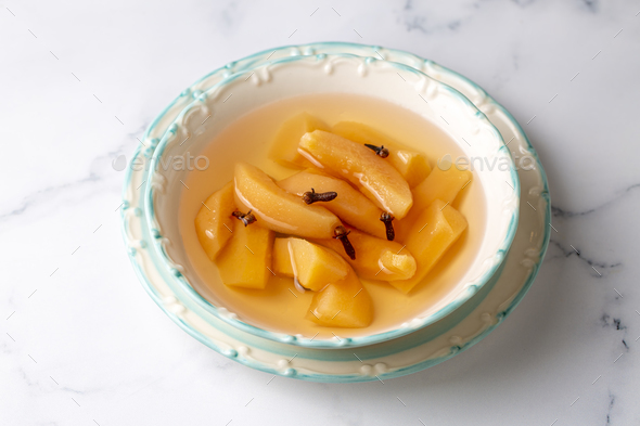 Quince compote. Turkish name; ayva kompostosu Stock Photo by esindeniz