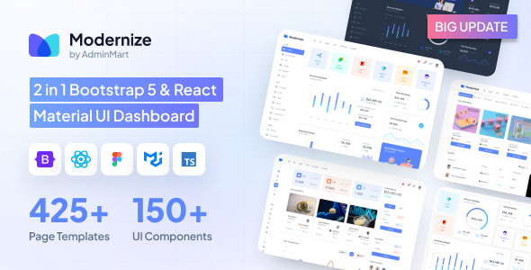 Modernize Bootstrap 5 & React MUI Admin Dashboard by adminmart ...