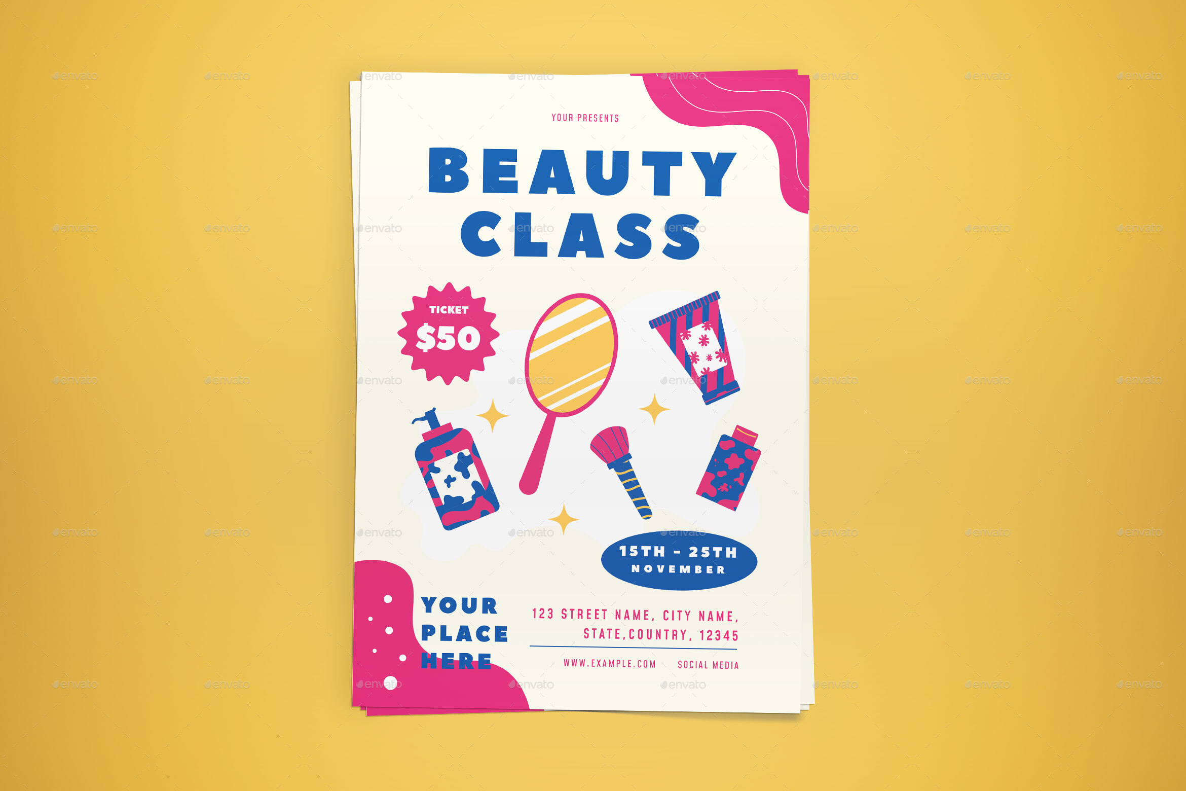 White Beauty Class Flyer, Print Templates | GraphicRiver