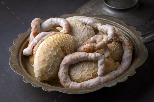 Traditional middle eastern food; stuffed offal, stuffed tripe. Stuffed ...