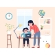 Home Education Parent Teaching Child, Vectors | GraphicRiver