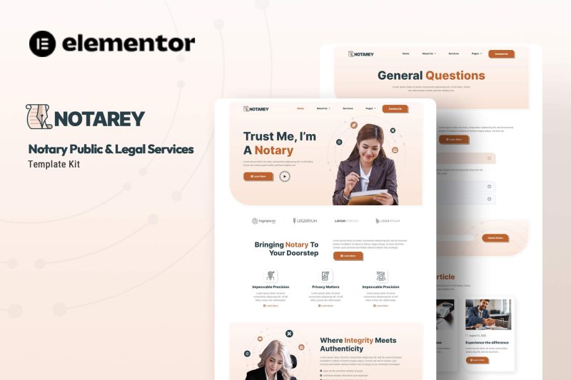 Notarey - Notary Public & Legal Services Elementor Template Kit by Kitpro