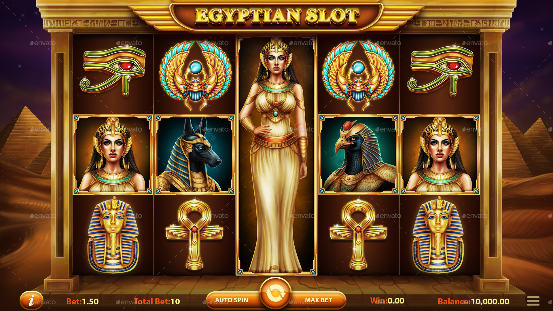 Egyptian Theme Slot Game Kit, Game Assets | GraphicRiver