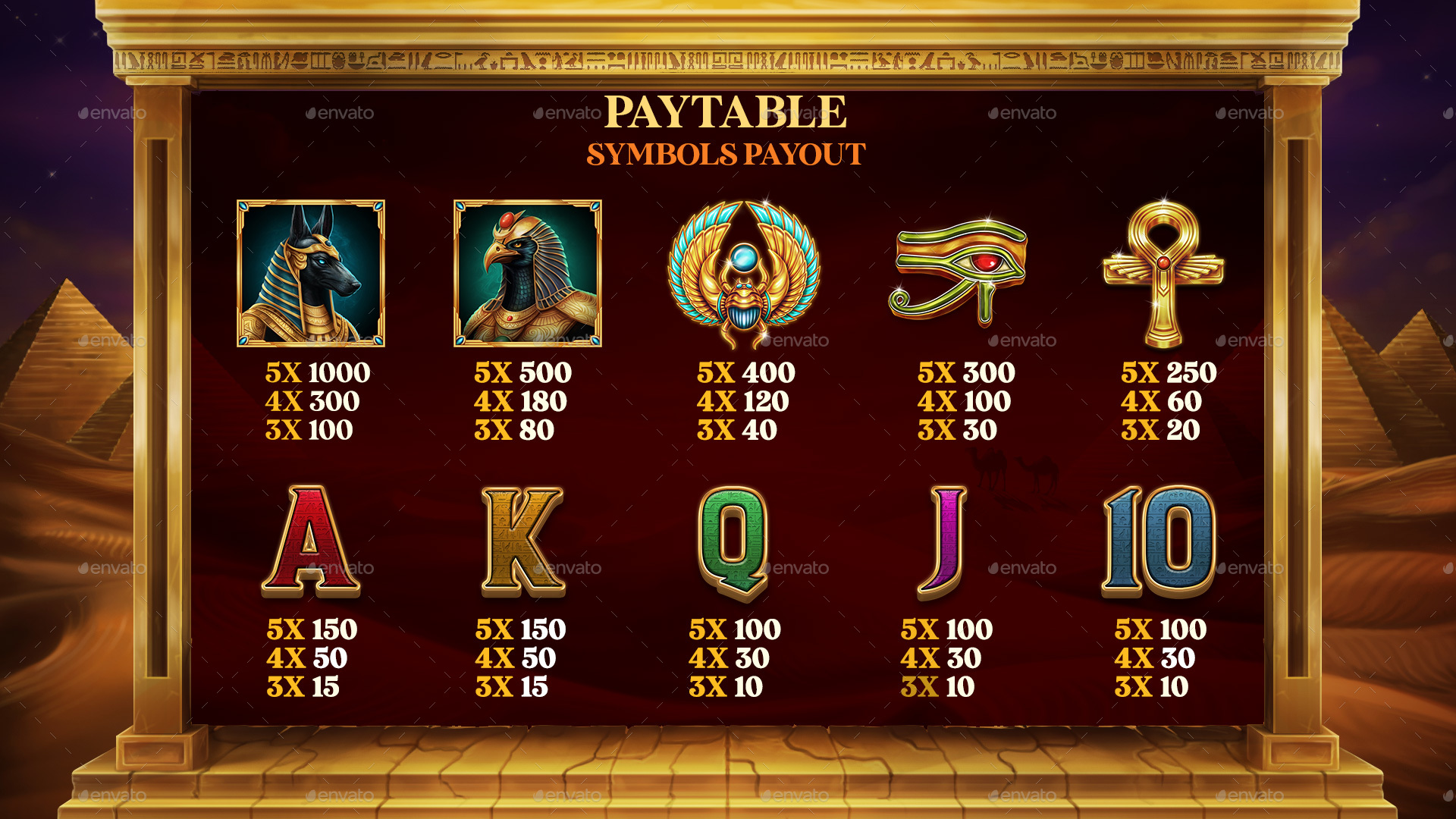 Egyptian Theme Slot Game Kit, Game Assets | GraphicRiver