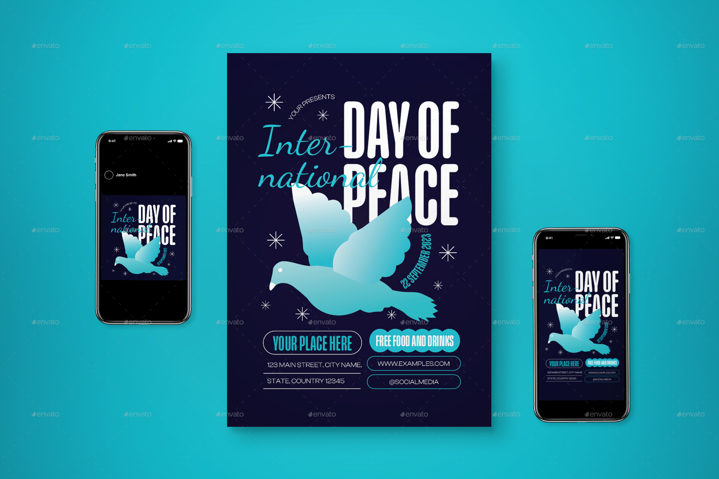 Gradient Flat Design Minimalist International Day of Peace Flyer Set ...