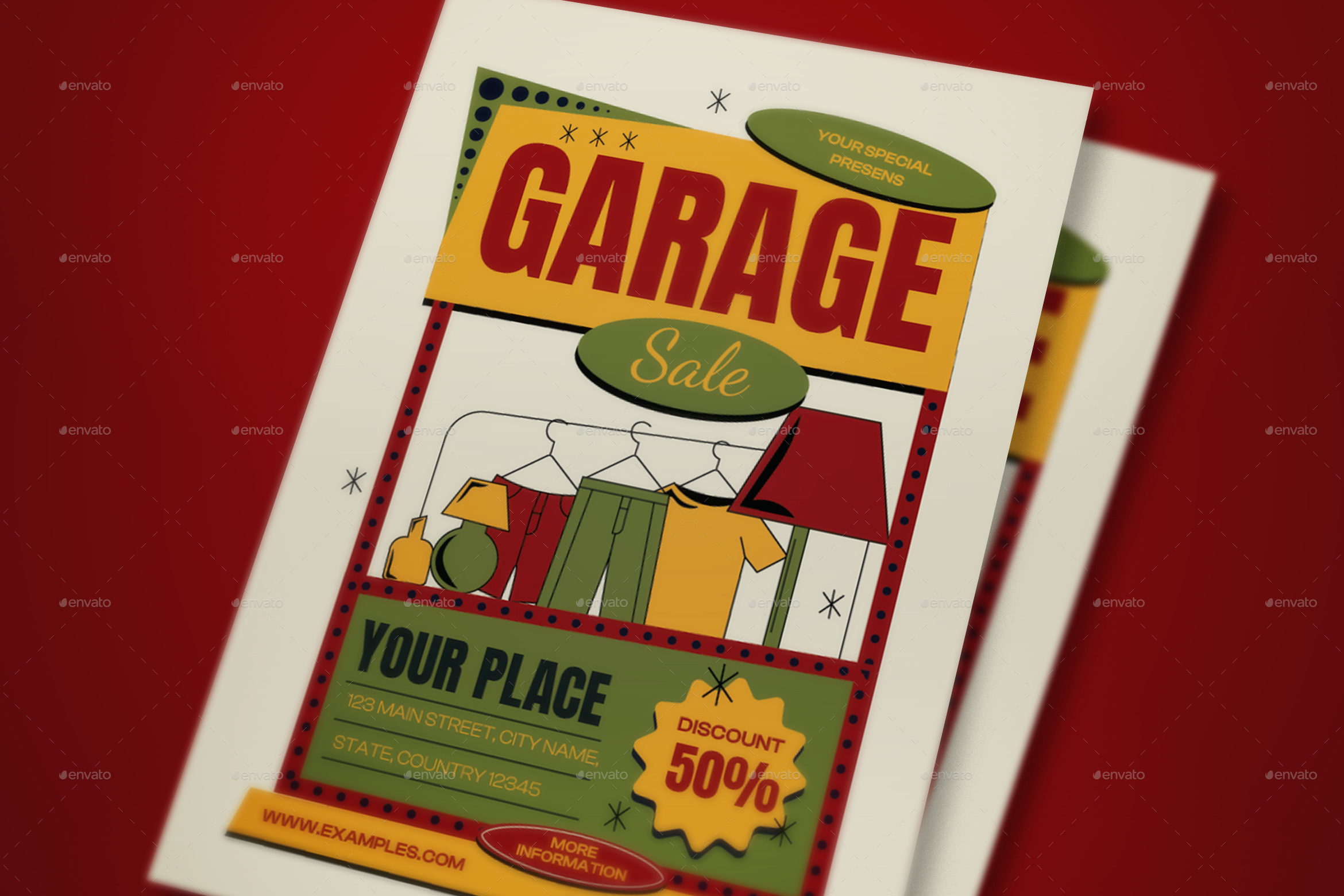 Gray Midcentury Garage Sale Flyer Set, Print Templates | GraphicRiver