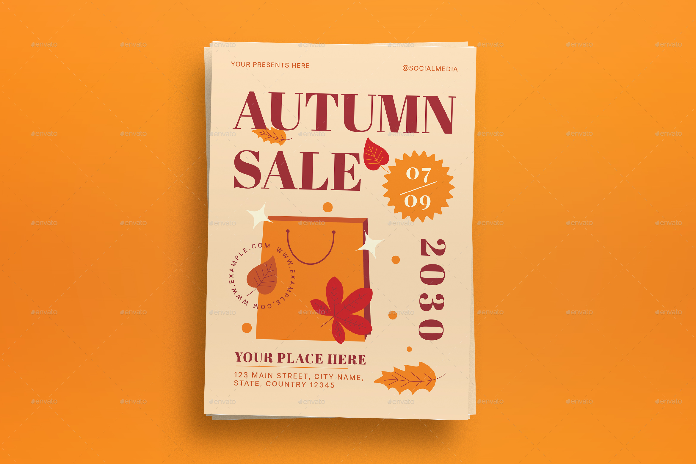 Beige Flat Design Autumn Sale Flyer, Print Templates | GraphicRiver