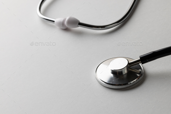 Composition of stethoscope on white background, with copy space Stock ...