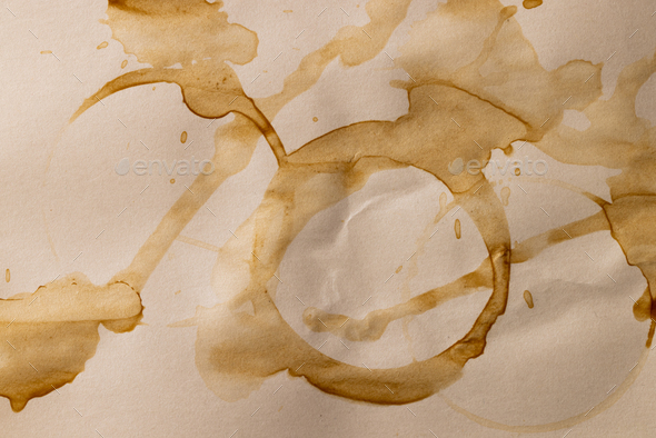 Yellow stained with coffee memo note on white background Stock Photo by ...