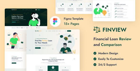 Finview - Financial Loan Review and Comparison Website Figma Template by pixelaxis