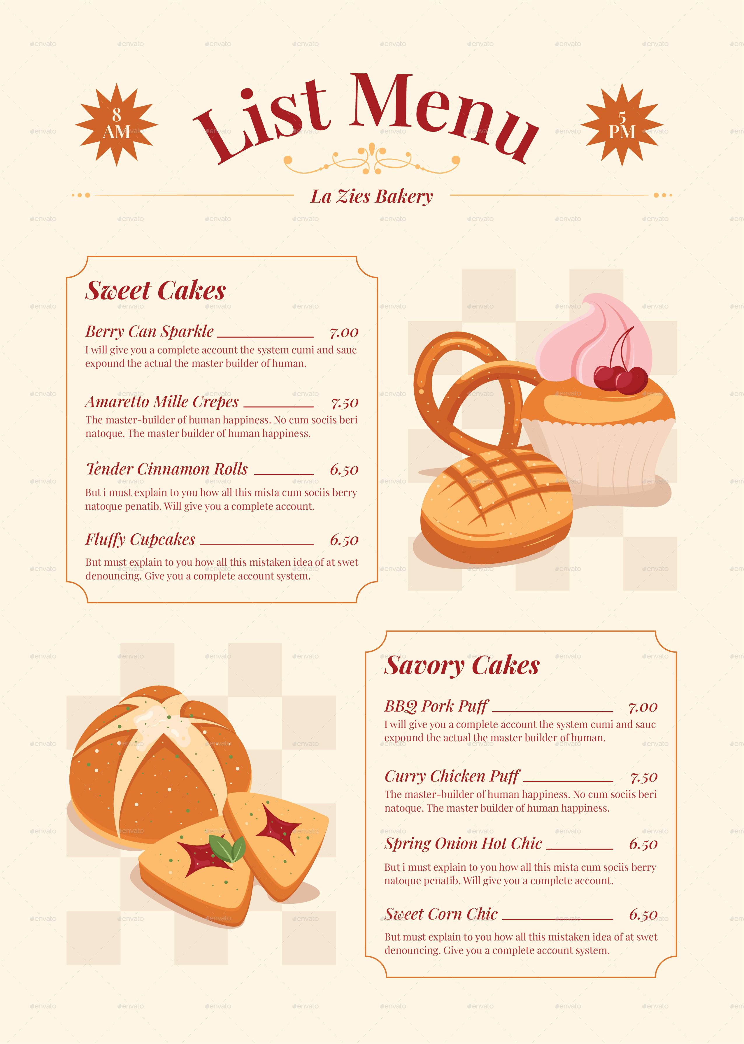 Minimal Clean Bakery Menu, Print Templates | GraphicRiver