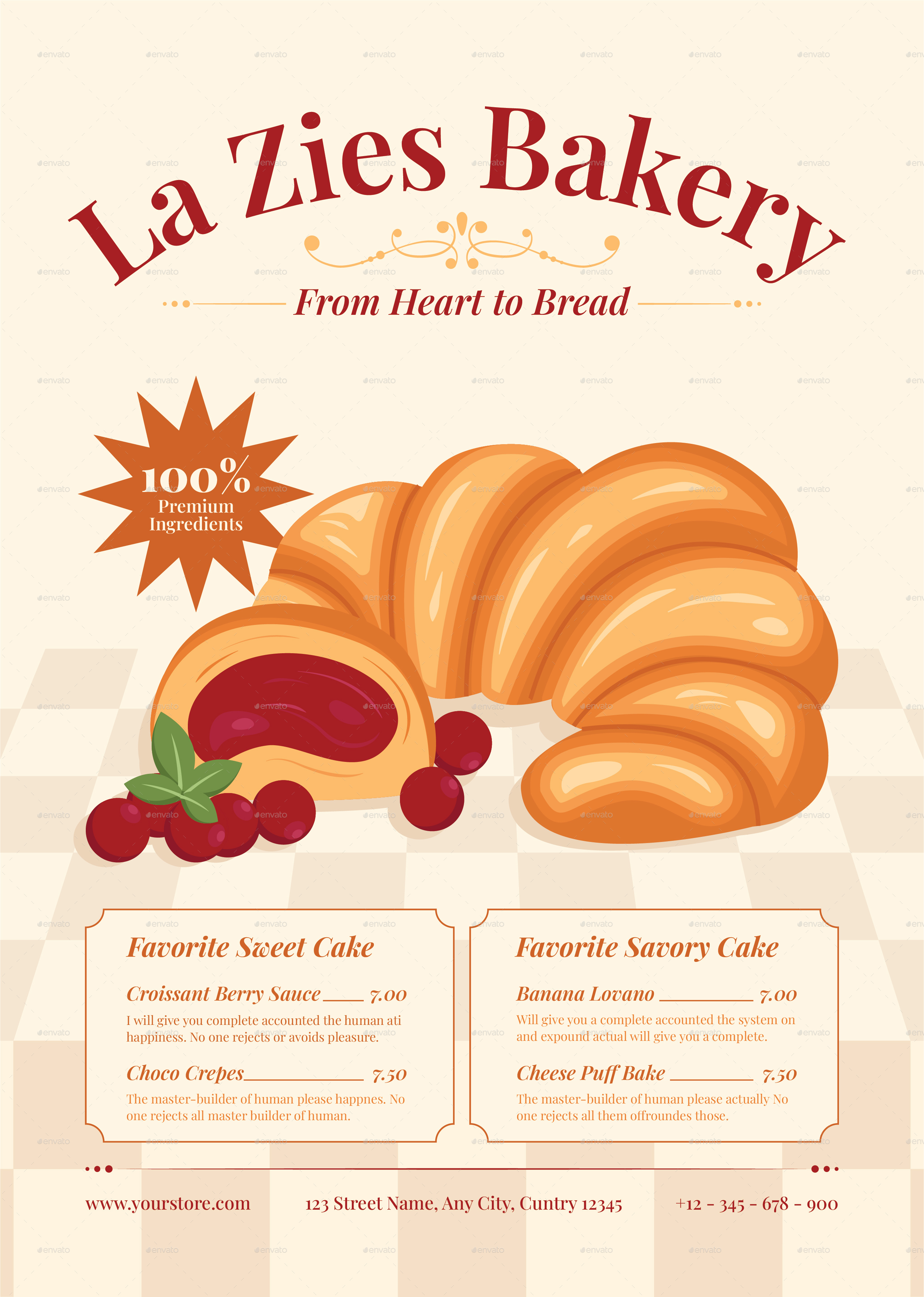 Minimal Clean Bakery Menu, Print Templates | GraphicRiver