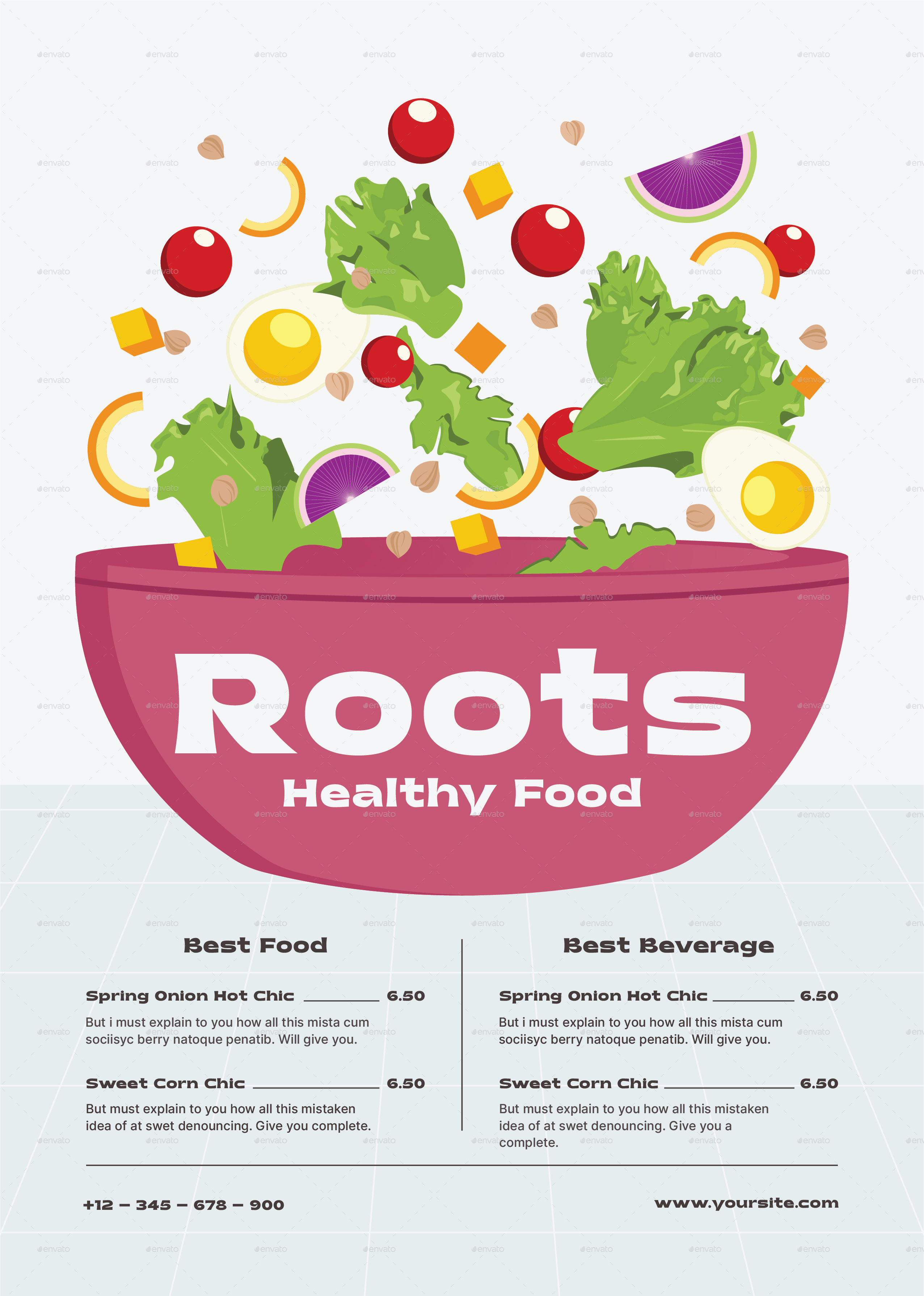 Minimal Clean Salad Menu, Print Templates | GraphicRiver