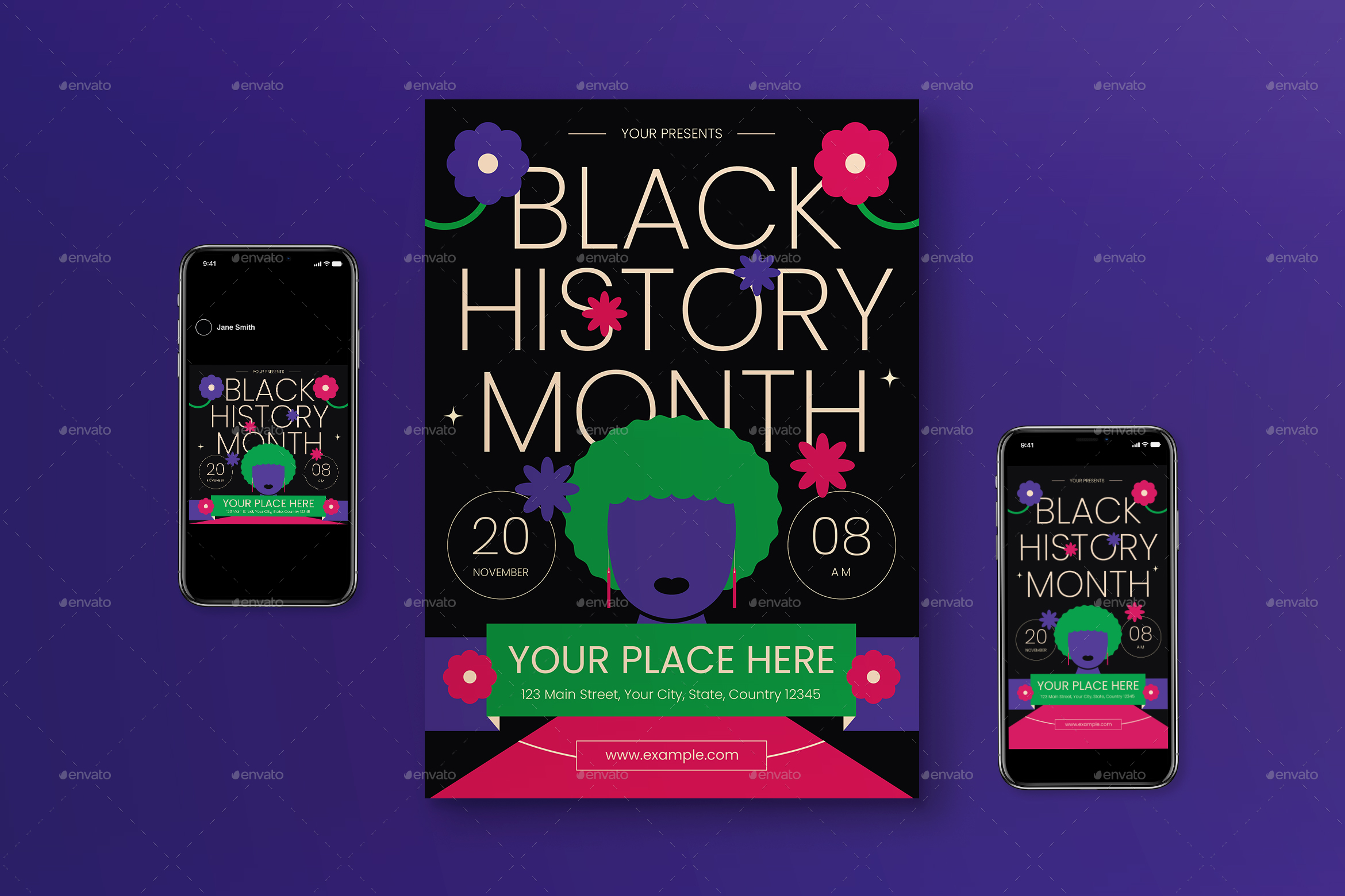 Black Hand Drawn History Month Flyer Set, Print Templates | GraphicRiver