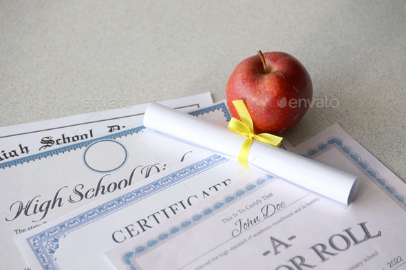 A honor roll recognition, certificate of achievement and high school ...
