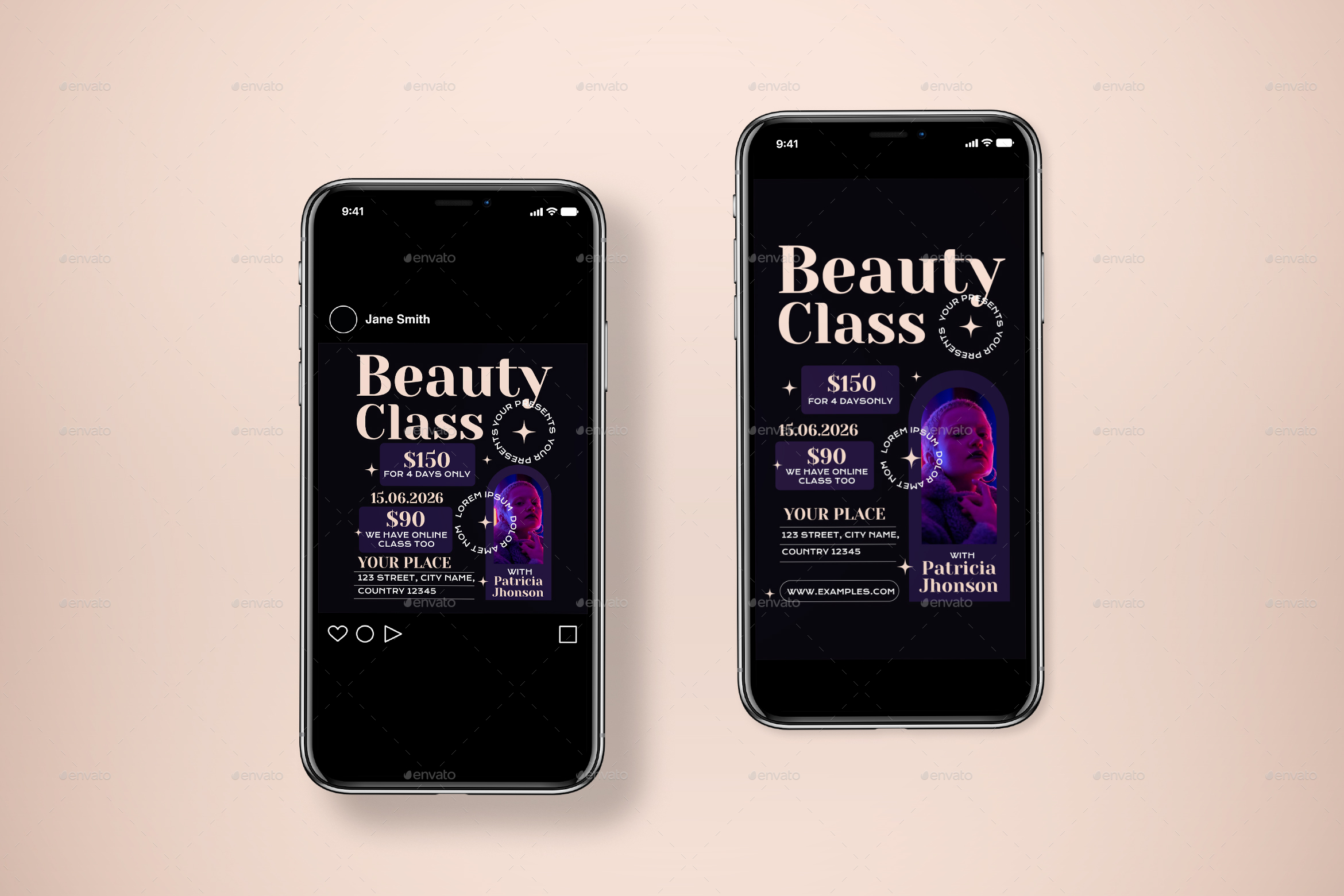 Black Minimalist Beauty Class Flyer Set, Print Templates | GraphicRiver