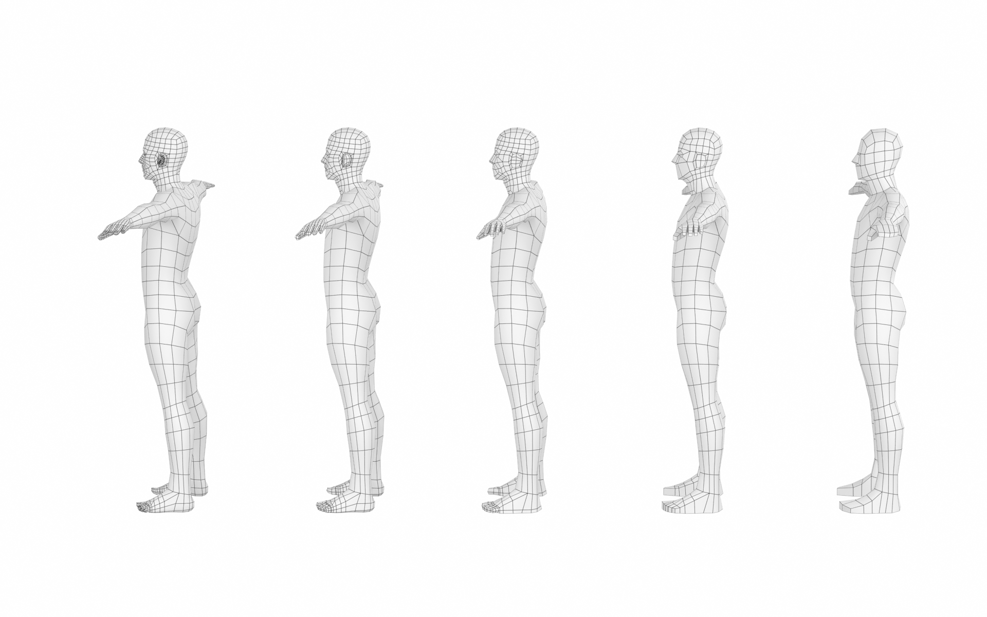 Natural Male in T-Pose in 5 Topologies by valeriik | 3DOcean