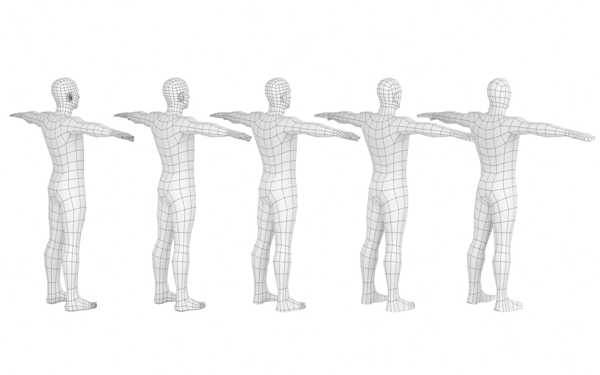 Natural Male in T-Pose in 5 Topologies by valeriik | 3DOcean
