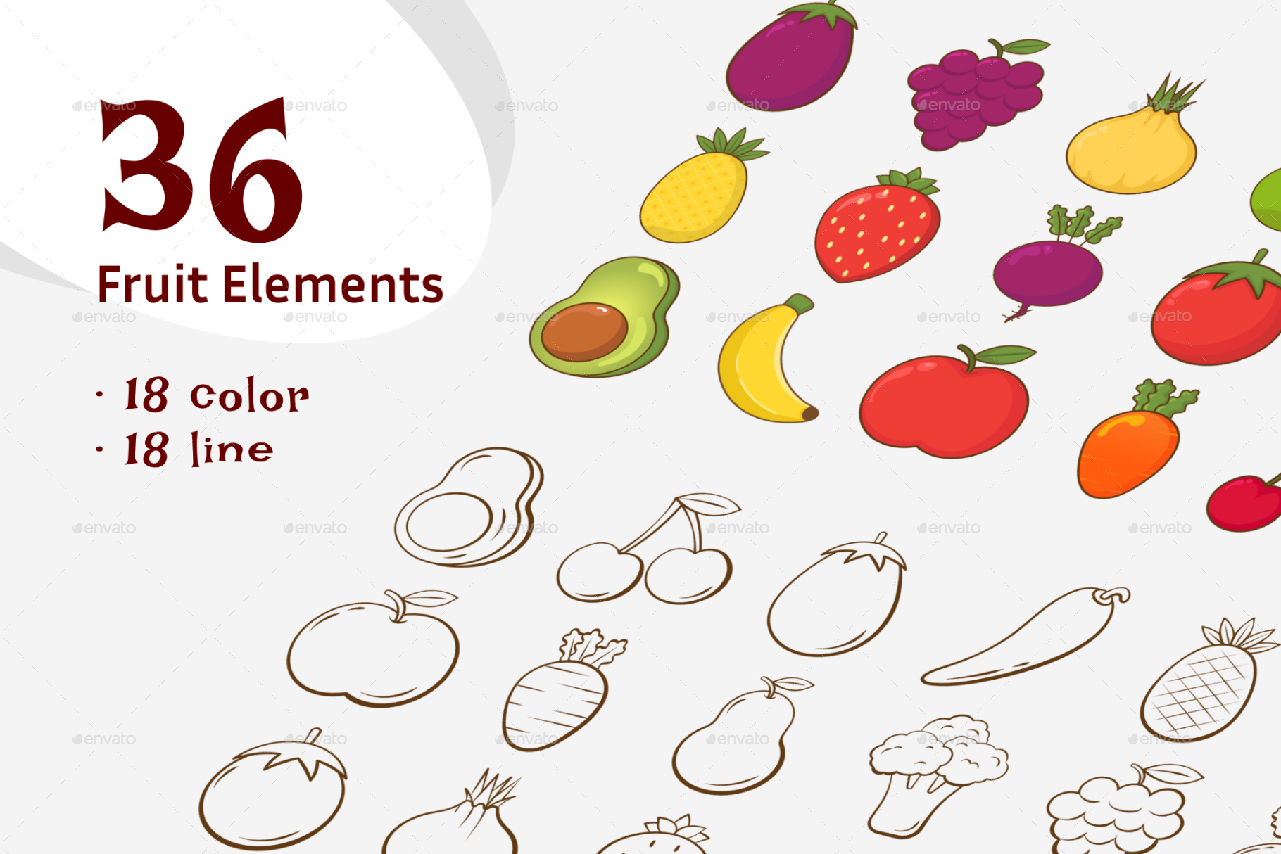 Fruit Vegetable Element Pack, Graphics | GraphicRiver
